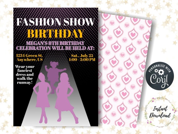 Editable Fashion Show Birthday Invitation Dress Up Party | Etsy
