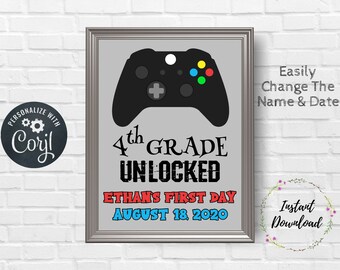 Editable Video Game Back to School Sign, Gamer, 1st Day of School, DIY ...