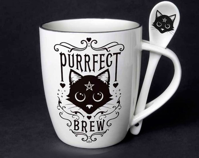 Purrfect Witches Brew Mug With Spoon Gift Boxed Perfect Gift Witchy ...