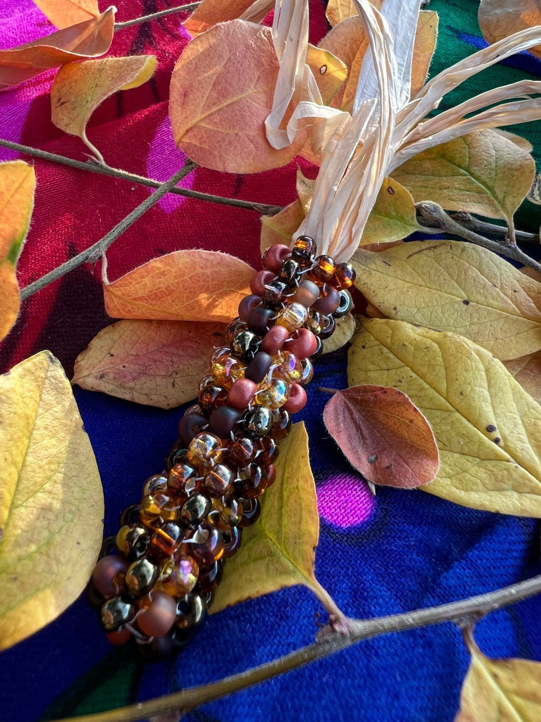 Native American Beaded Corn Pin - Ombré Brown - Pin - Raffia Husks - Etsy