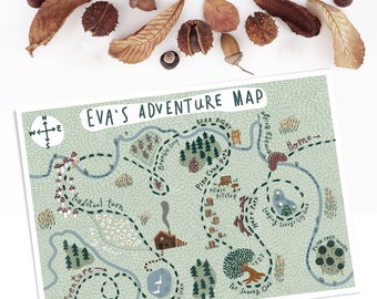 Personalised Children's Adventure Woodland Map Print Poster - Etsy UK