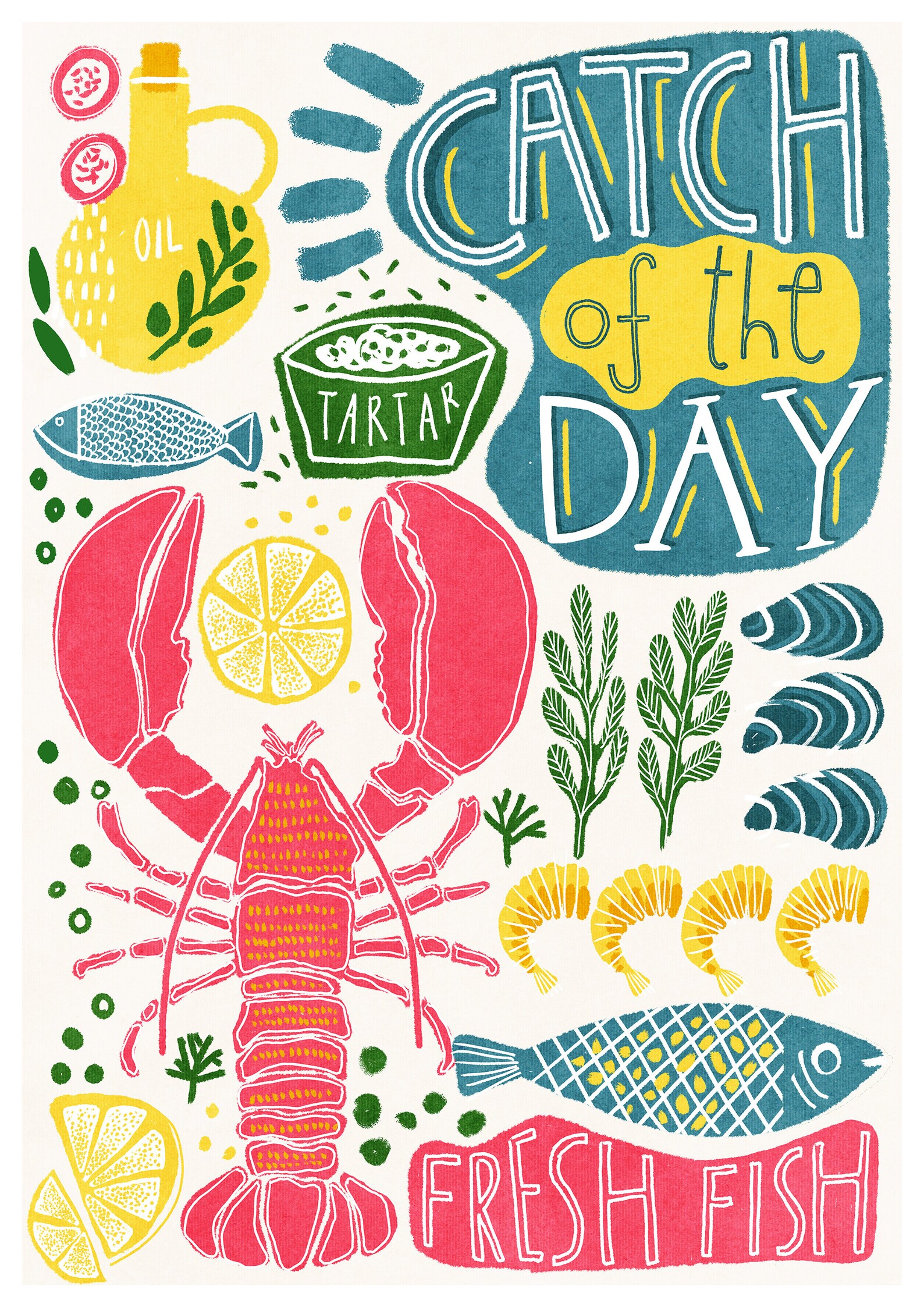 Sea Food Posters - Etsy UK