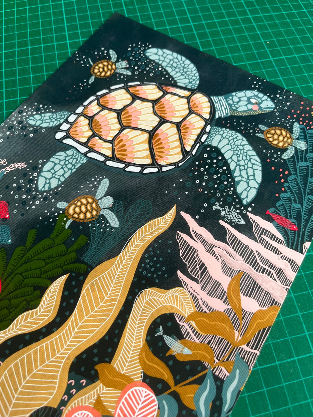 Ocean Marine Life Sea Turtle Coral Reef Print - Etsy