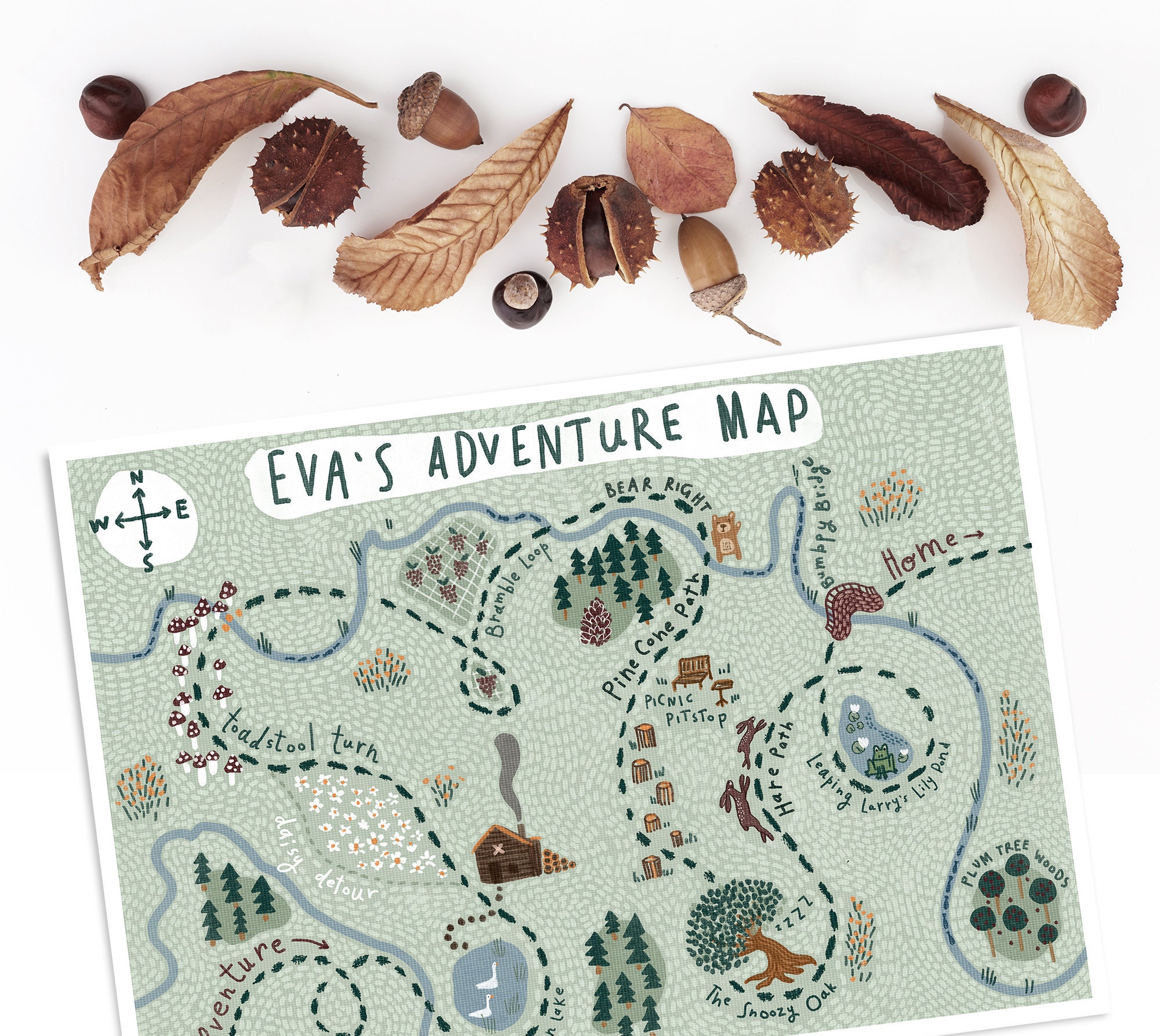 Personalised Children's Adventure Woodland Map Print | Etsy