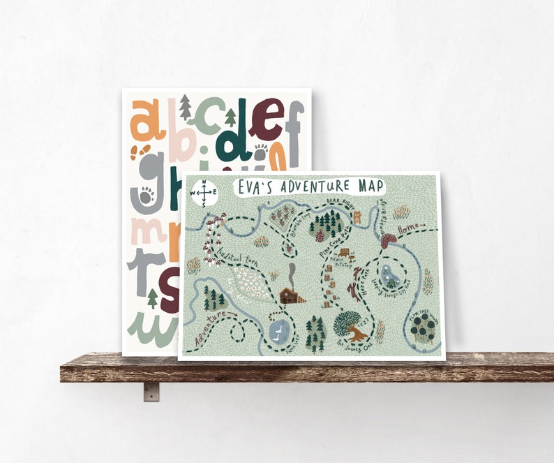 Personalised Children's Adventure Woodland Map Print Poster - Etsy UK