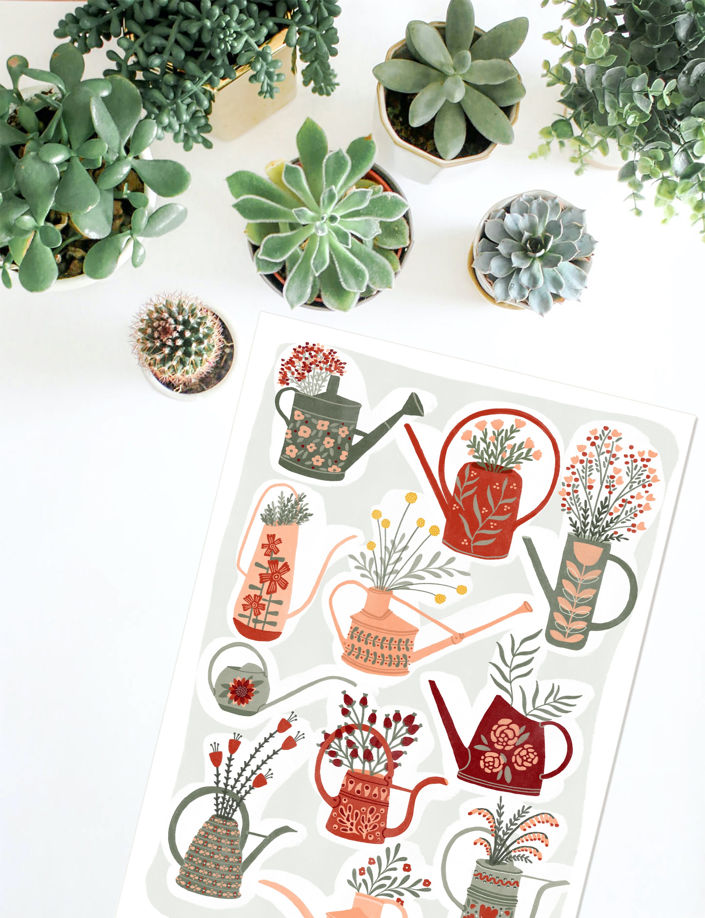 Floral Watering Can Print Poster Illustration - Etsy UK