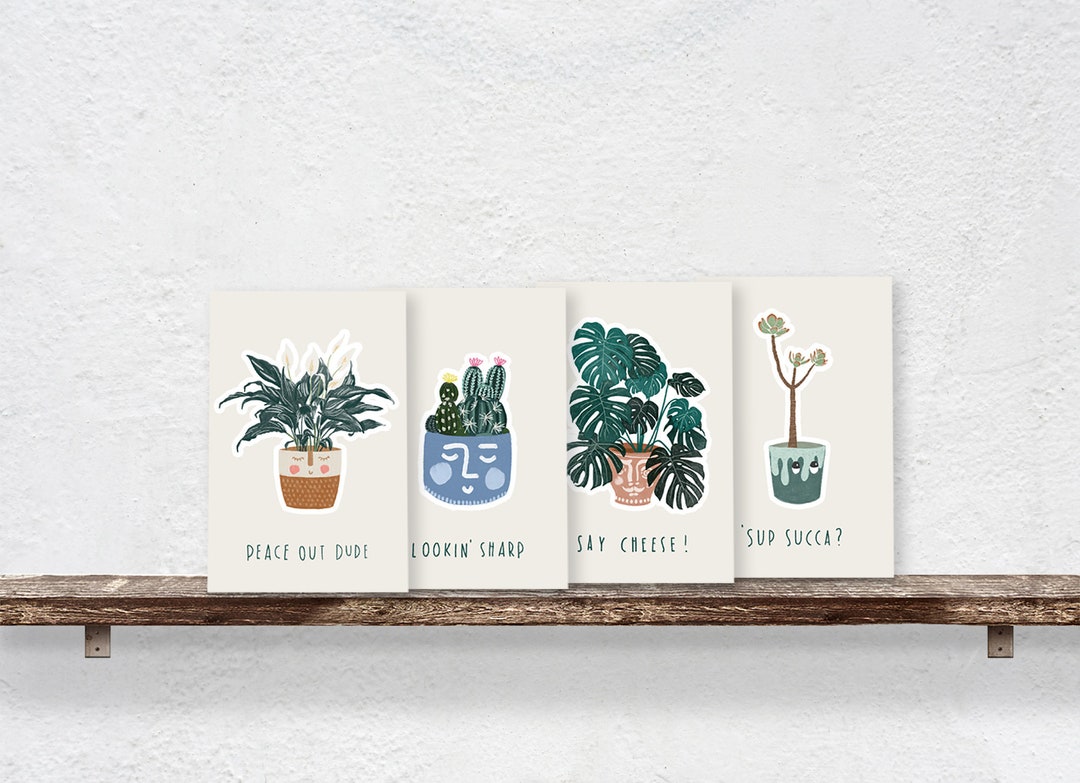 Funny Pun House Plant Illustration Print Set - Etsy UK