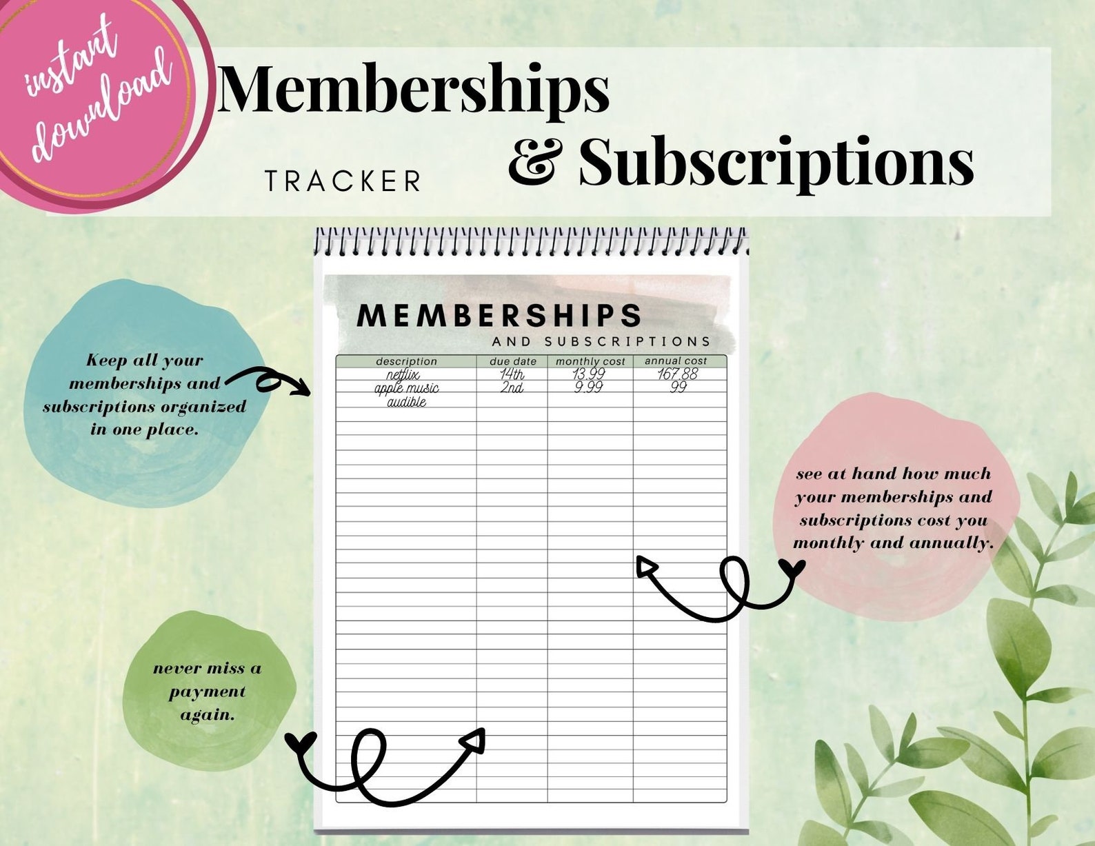Memberships and Subscriptions Tracker, Memberships Tracker ...