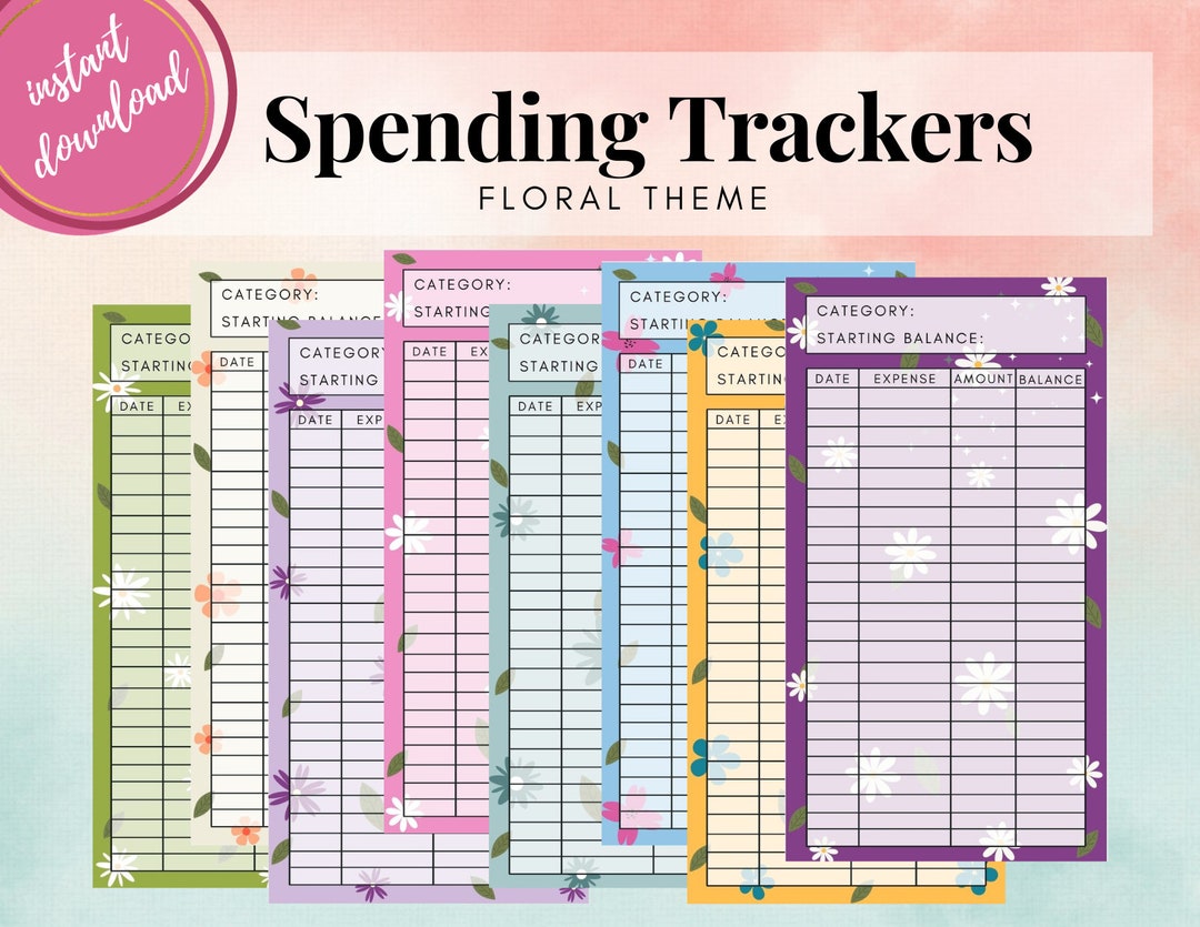 Spending Tracker Printable, Cashless Spending Trackers, Cash Envelope Inserts, Cash Spending Log ...