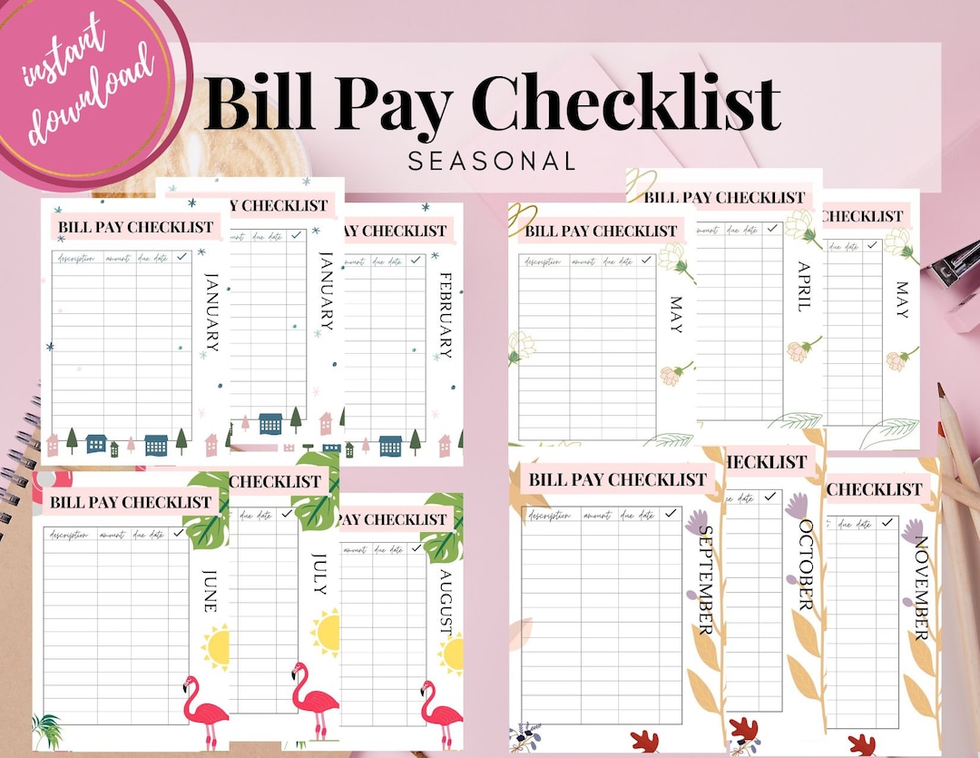 Seasonal Bill Pay Checklist, Printable Finance Planner (PDF) - Etsy