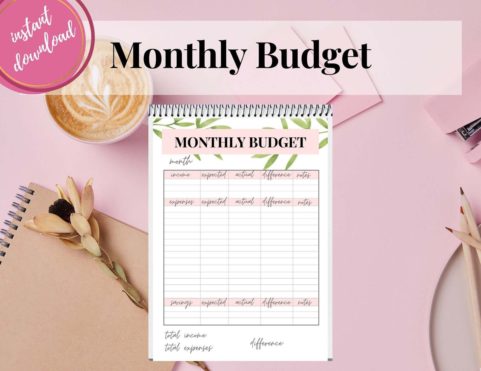 Monthly Budget Worksheet, Monthly Budget Printable, Financial Planner ...
