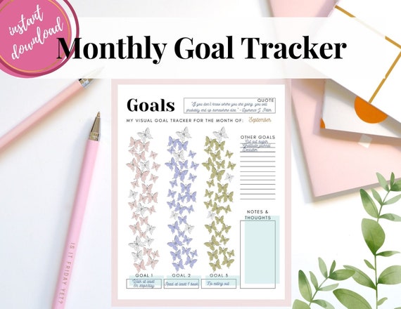 Monthly Goal Tracker Printable Goal Planner Visual Goal - Etsy