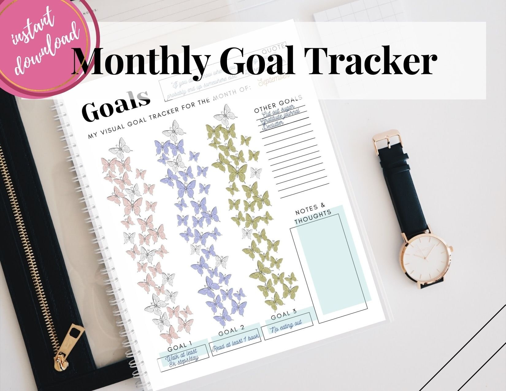 Monthly Goal Tracker Printable, Goal Planner, Visual Goal Tracker, Goal ...