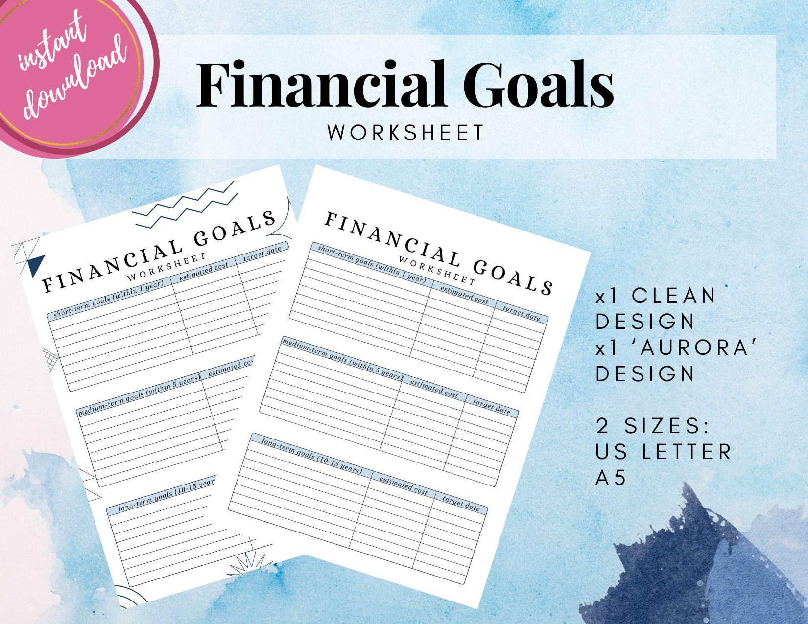 Goal Tracker, Financial Goals Tracker, Planner Templates, Money Goals ...