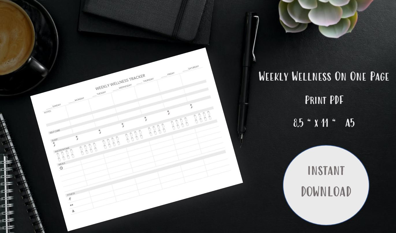 WEEKLY WELLNESS Tracker Printable Digital Weekly Wellness Planner ...