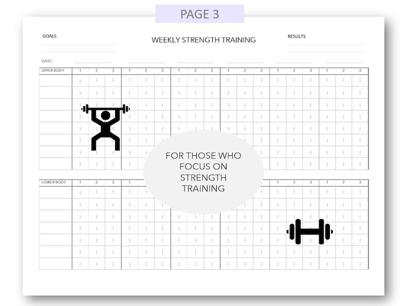 WEEKLY WORKOUT Fitness Exercise Tracker Printable Digital 6 Day Weekly ...