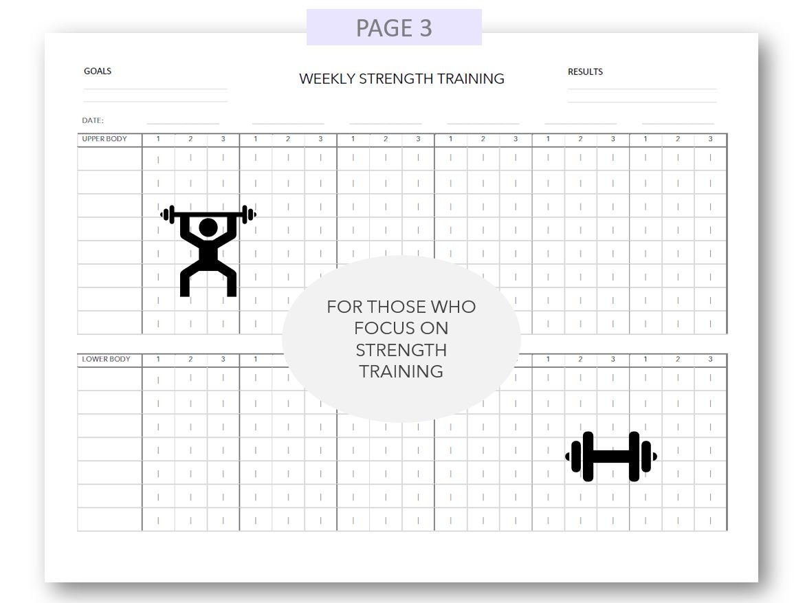 WEEKLY WORKOUT Fitness Exercise Tracker Printable Digital 6 Day Weekly Wellness Planner Minimal ...
