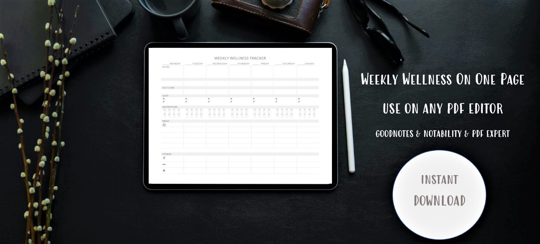 WEEKLY WELLNESS Tracker Printable Digital Weekly Wellness Planner ...