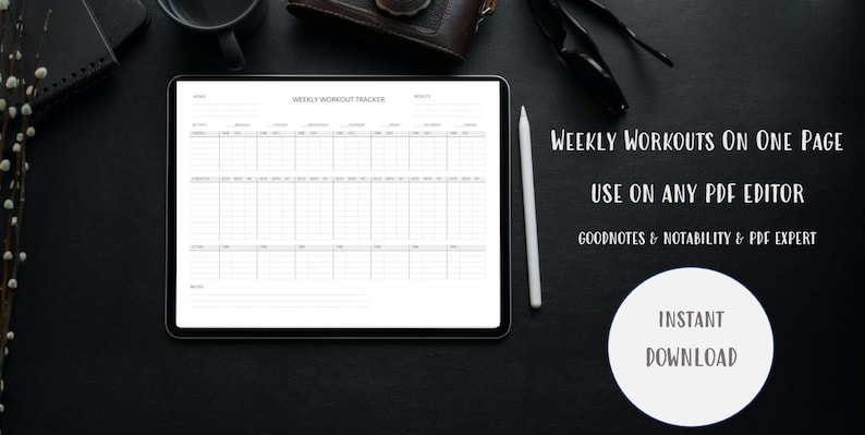 WEEKLY WORKOUT Fitness Exercise Tracker Printable Digital Weekly ...