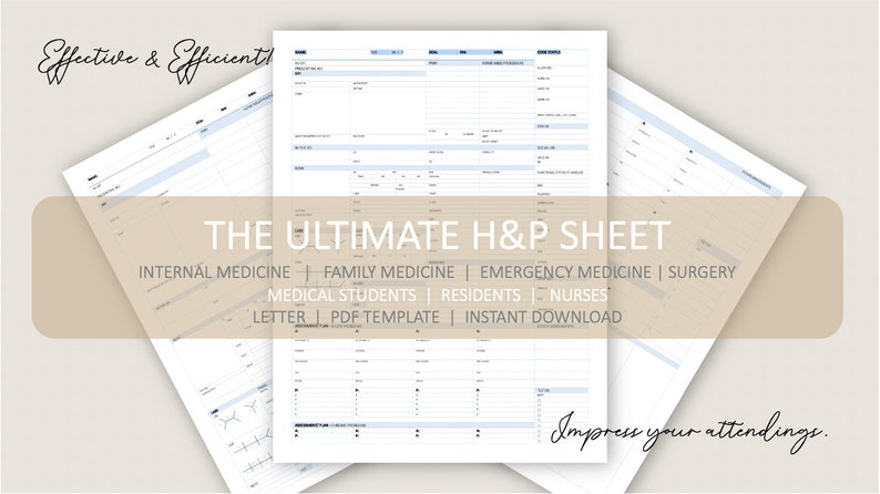 Resident Medical Nursing PA Student H&P Template| Scutsheet Report ...