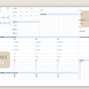 Resident Medical Nursing PA Student H&P Template| Scutsheet Report| Hospital| Letter Size PDF ...