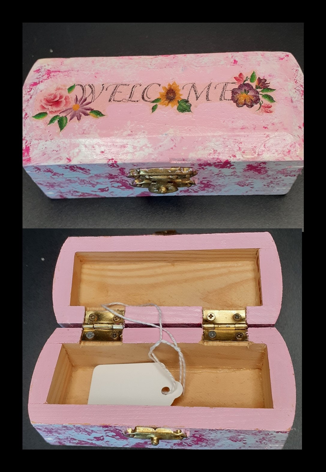 Hand-painted Wooden Boxes With Decals - Etsy