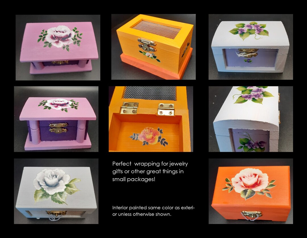 Hand-painted Boxes With Decals - Etsy