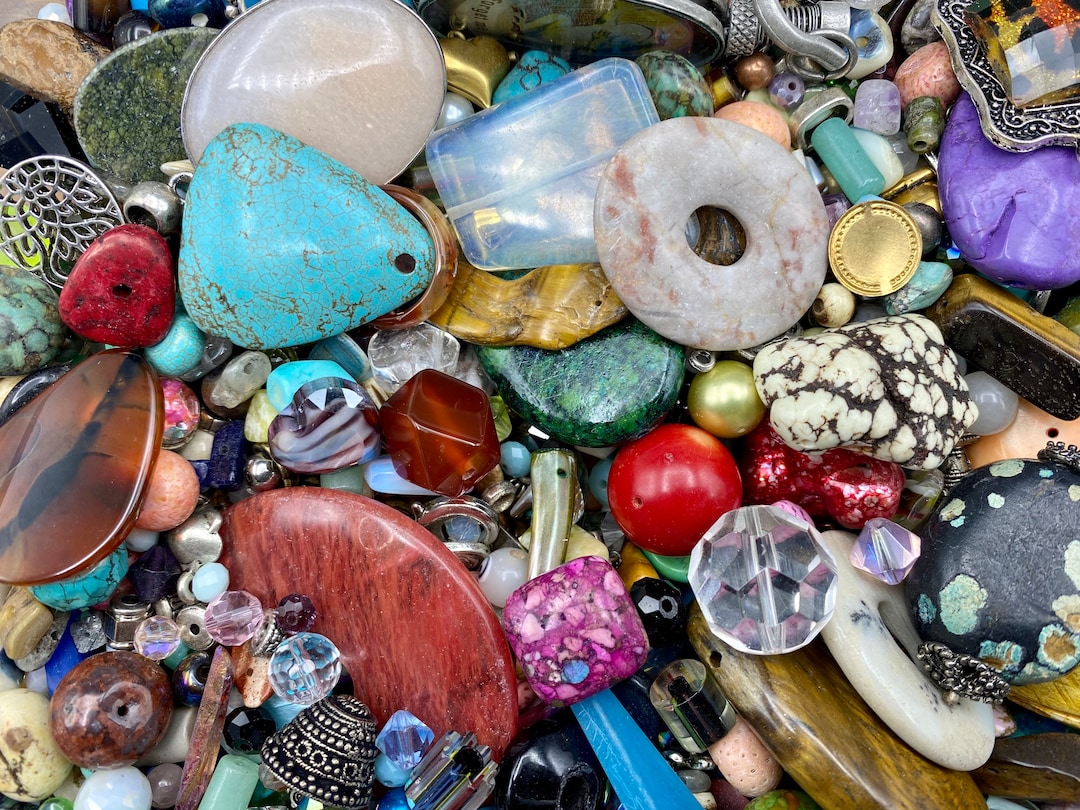 Assorted Loose Beads, Stone Beads, Glass Beads, Metal Beads, Gemstone ...