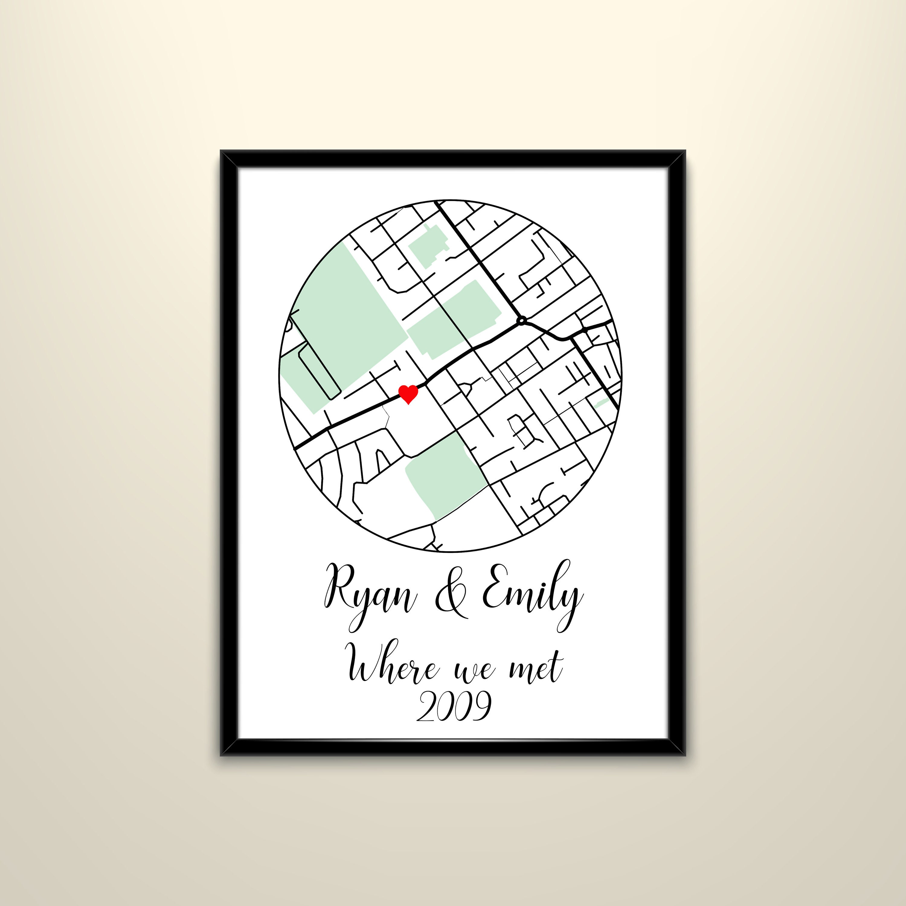 Personalized Where We Met Map, Anniversary Gift, Map of Memories ...