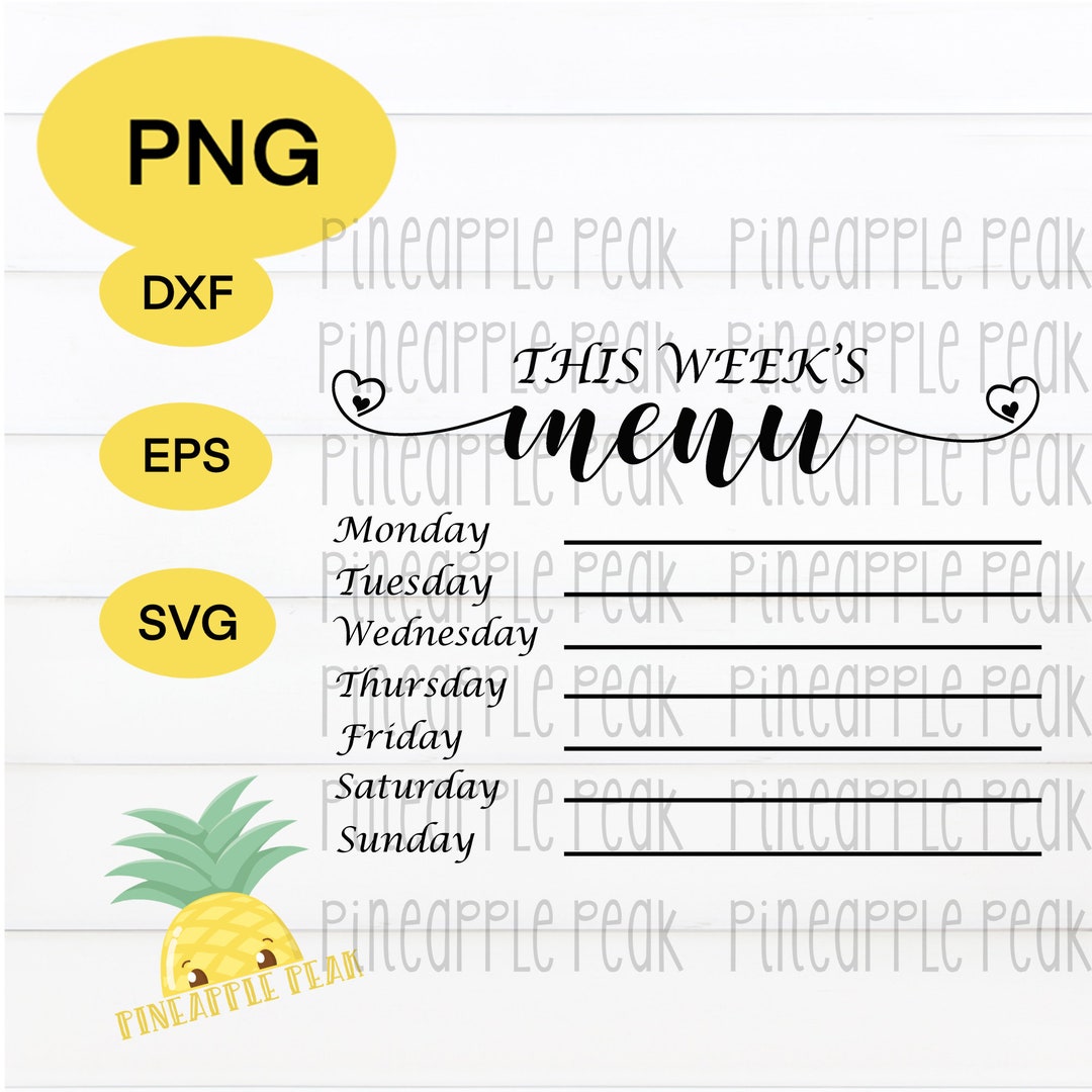 Farmhouse Menu SVG Digital Menu Design Meal Planning Design - Etsy Canada