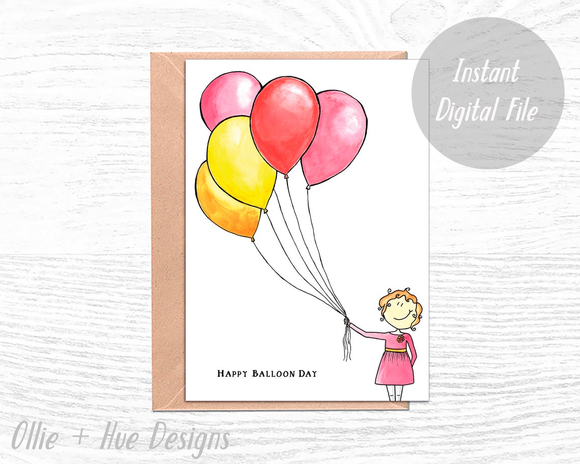 PRINTABLE - Birthday Card - Happy Balloon Day - Etsy