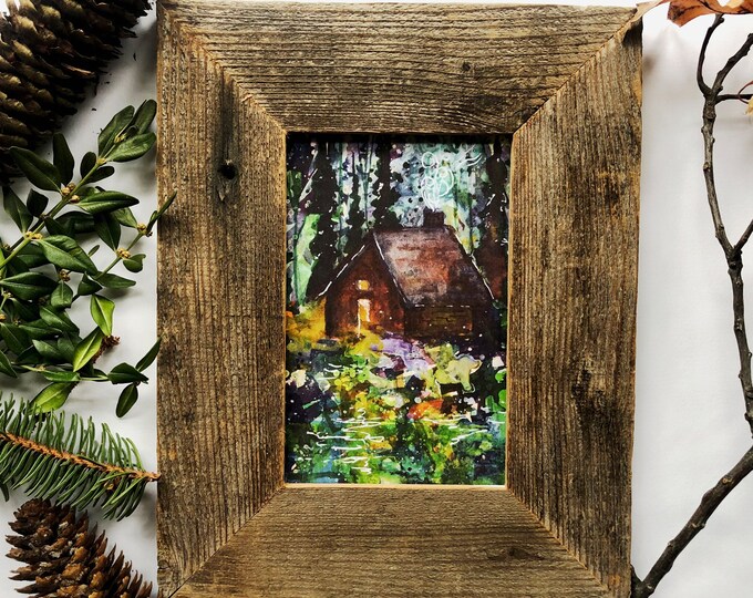 FINE ART PRINT Cabin Painting Original Art Cottage Wall Decor Theme ...