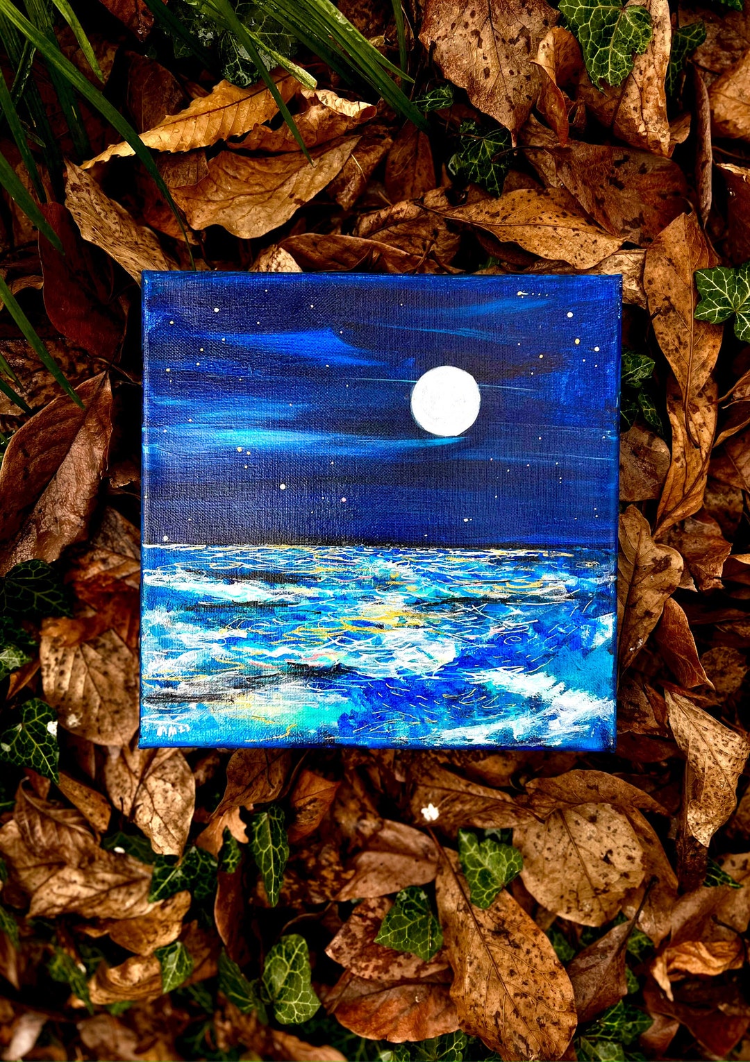 ORIGINAL PAINTING Framed Moon Original Art Ready to Hang - Etsy