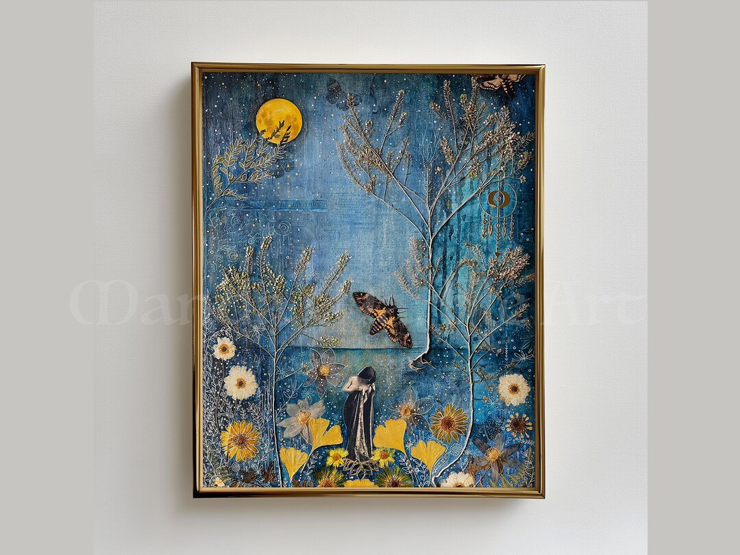 Whimsical Woodland Art Print- Maiden of the Moths at Night, Giclee Art ...