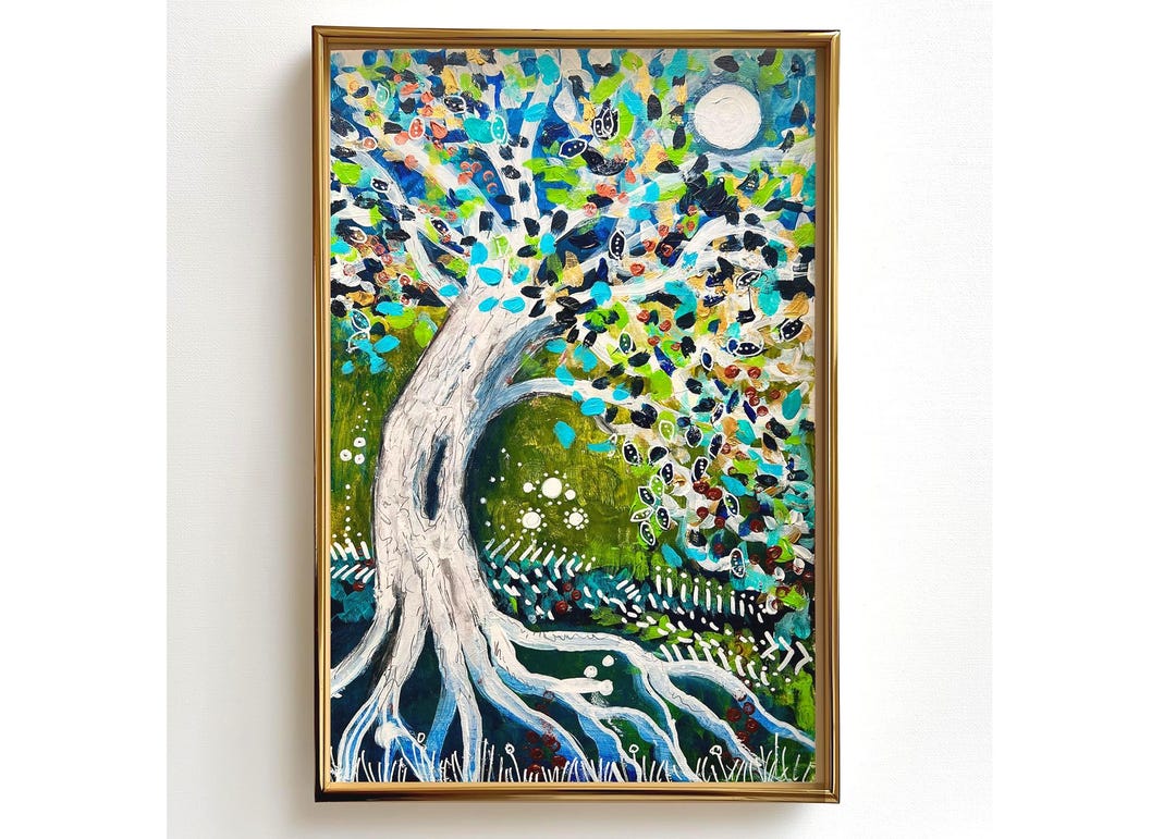 Enchanting Tree Painting by Manda Marble - Whimsical Woodland Art, Tree ...