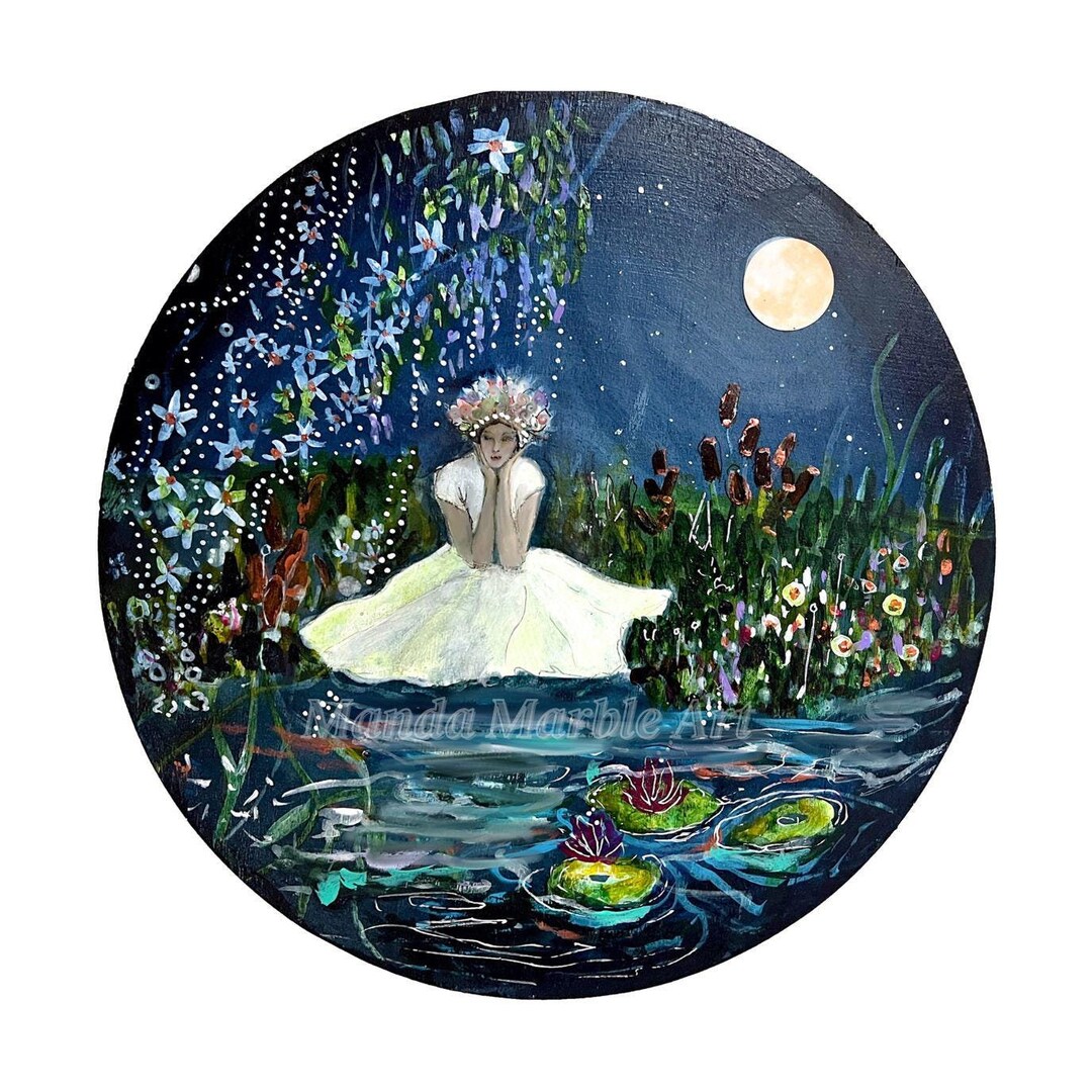 Limited Edition Print sweet Solitude, Original Manda Marble Art, Woman ...