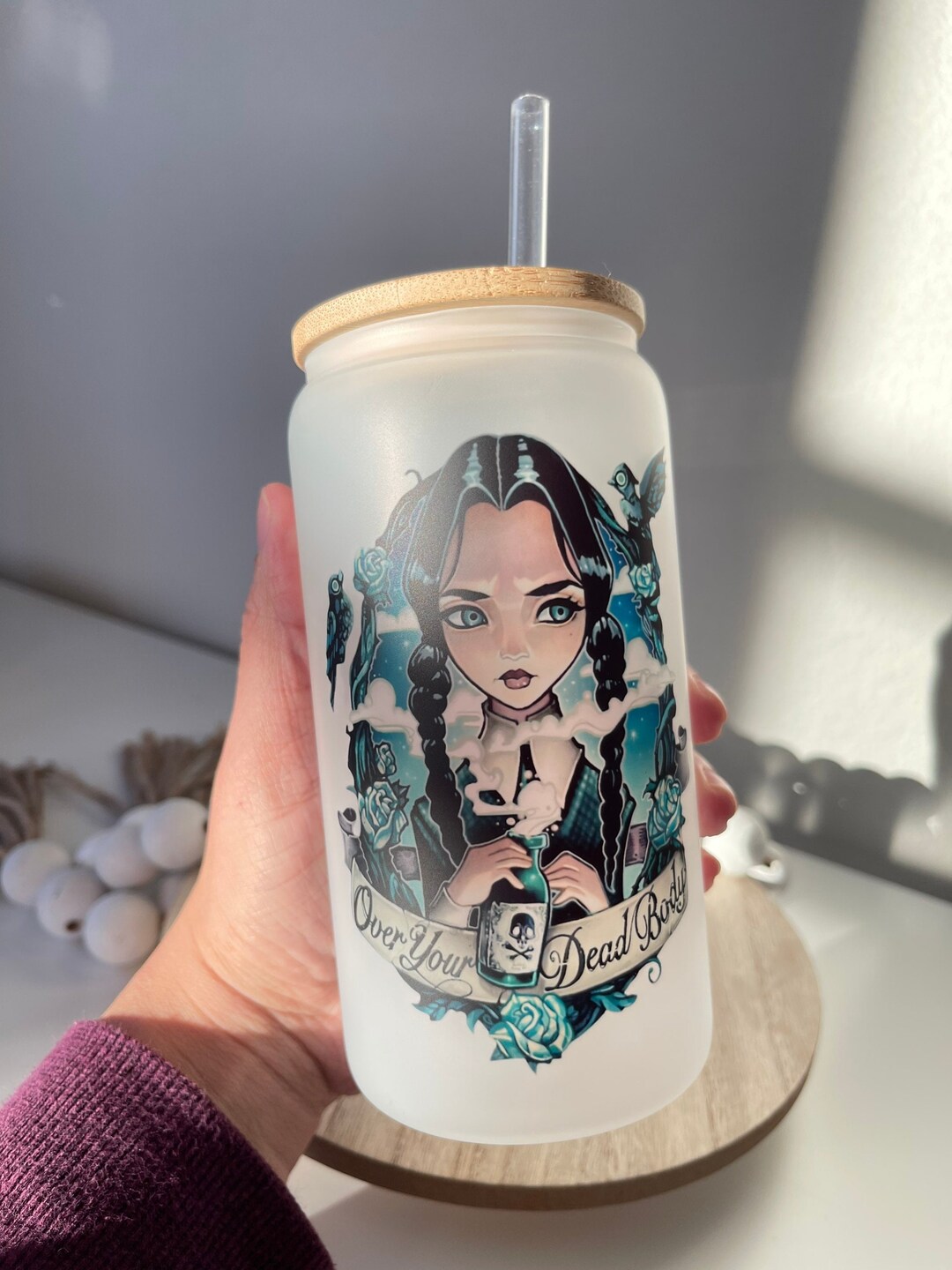 Over Your Dead Body Wednesday Addams Cup, Wednesday Cup With Bamboo Lid ...