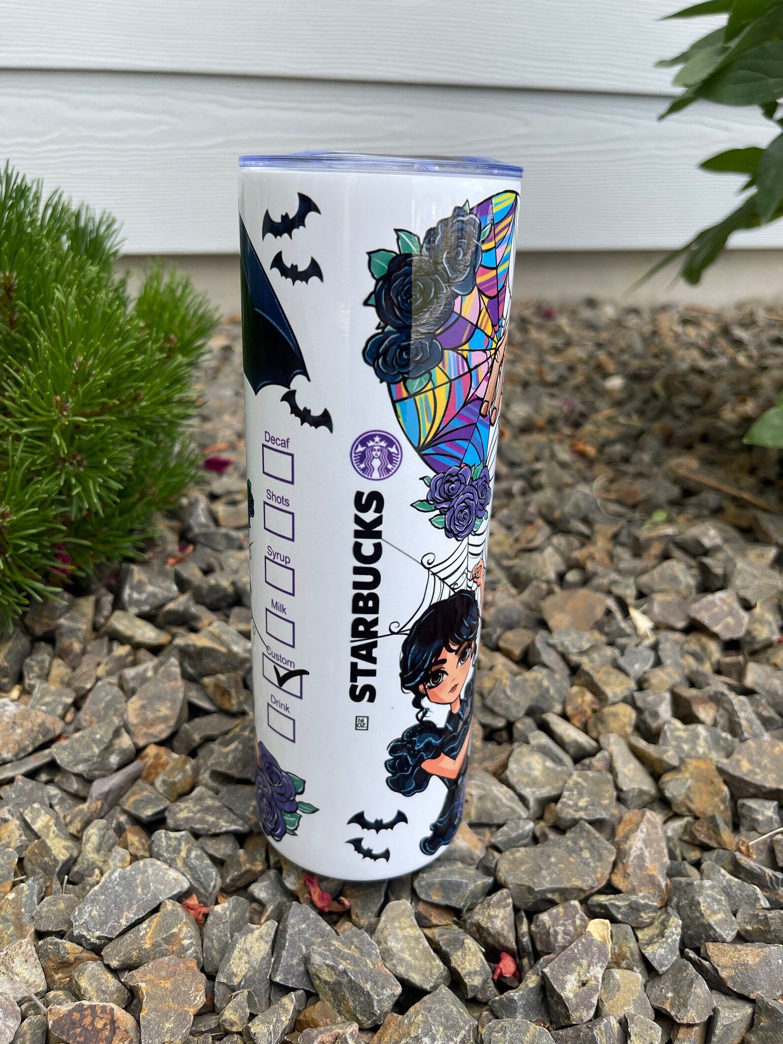 Wednesday Addams Tumbler With Lid and Straw, Wednesday Custom Cup - Etsy