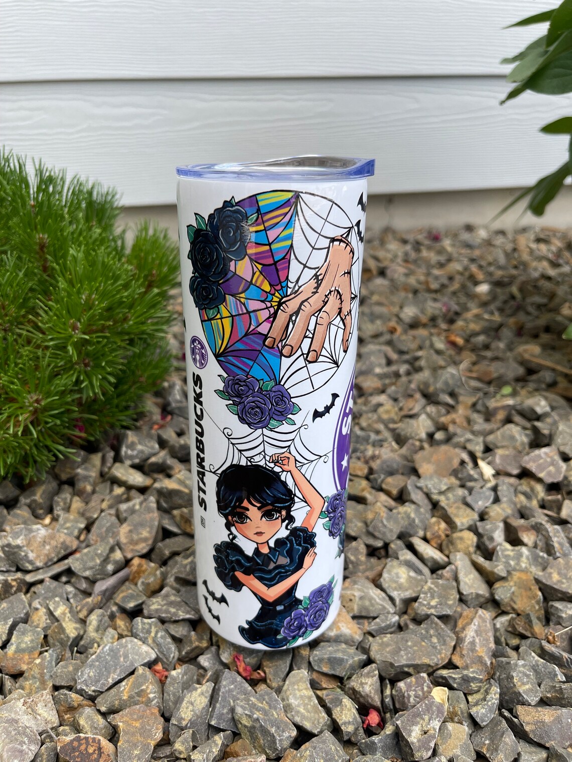 Wednesday Addams Tumbler With Lid and Straw, Wednesday Custom Cup - Etsy