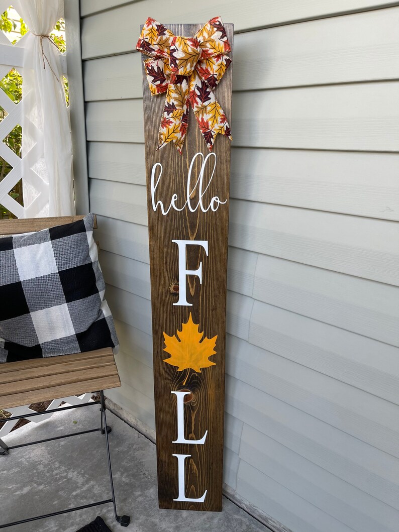 Hello Fall Porch Sign, Fall Welcome Sign, Porch Sign, Front Door Sign ...