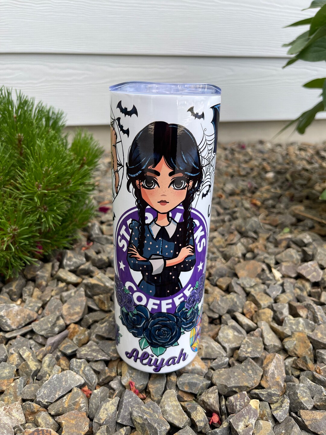 Wednesday Addams Tumbler With Lid and Straw, Wednesday Custom Cup - Etsy