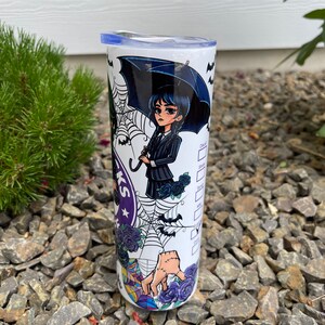 Wednesday Addams Tumbler With Lid and Straw, Wednesday Custom Cup - Etsy