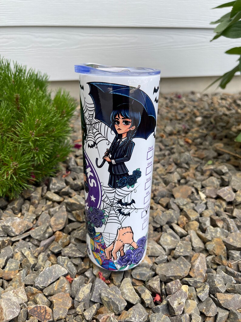 Wednesday Addams Tumbler With Lid and Straw, Wednesday Custom Cup - Etsy