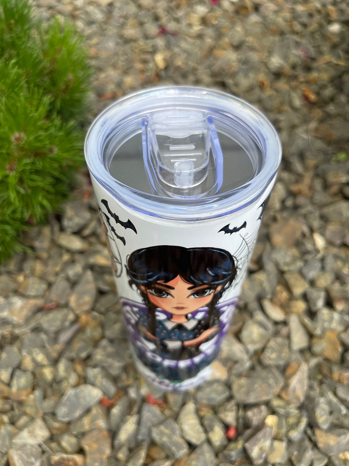 Wednesday Addams Tumbler With Lid and Straw, Wednesday Custom Cup - Etsy