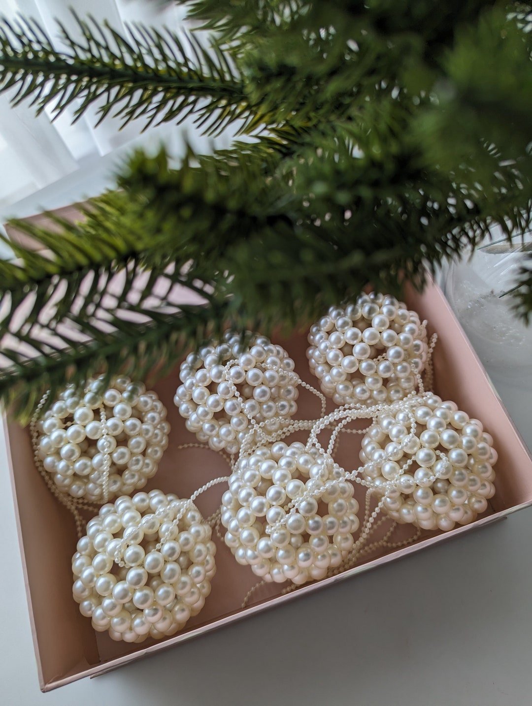 Pearl Christmas Ornaments: Ivory Beaded Baubles - Etsy