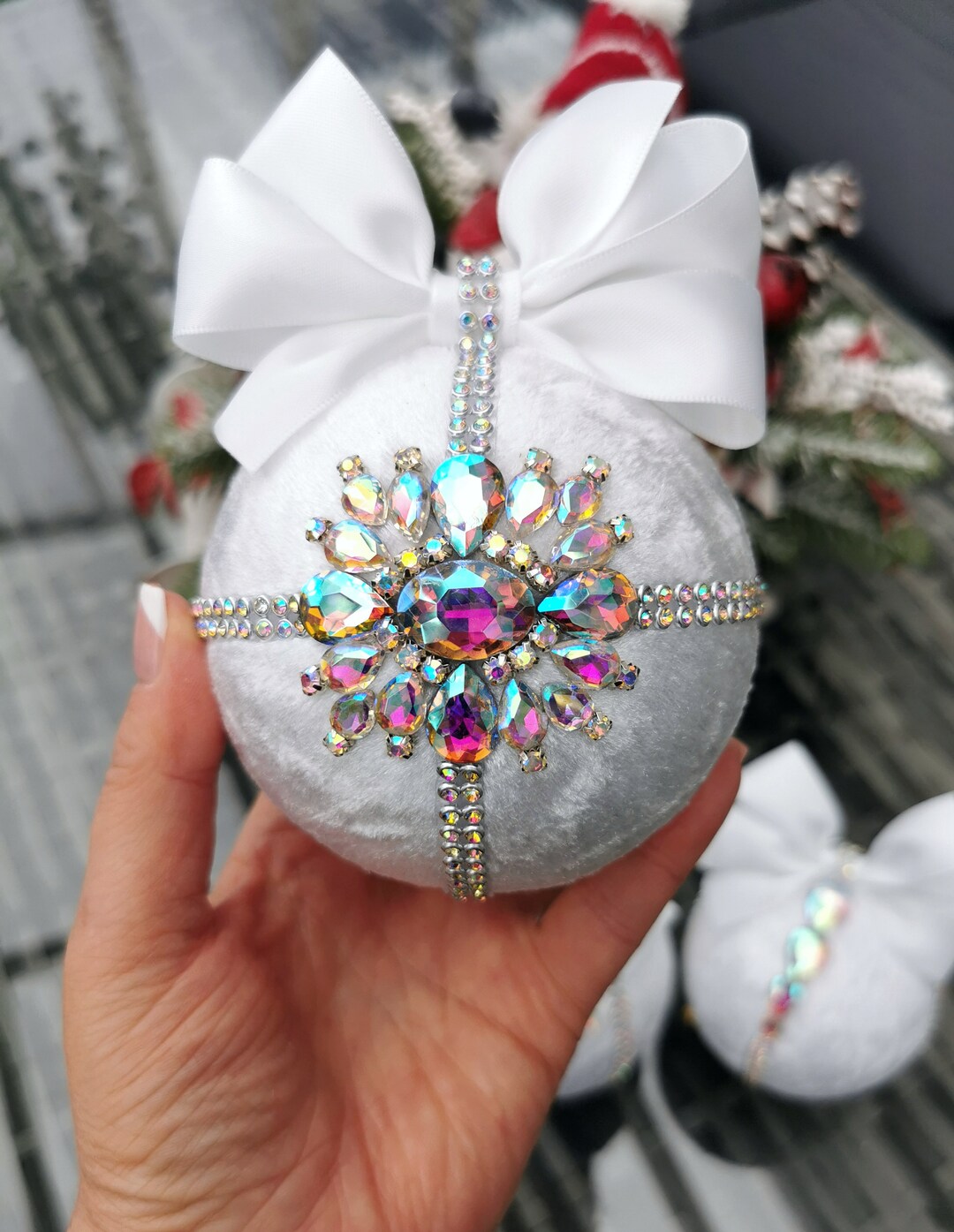 Christmas/ornaments/ Rhinestone Christmas Ornament/ Rhinestone Velvet ...