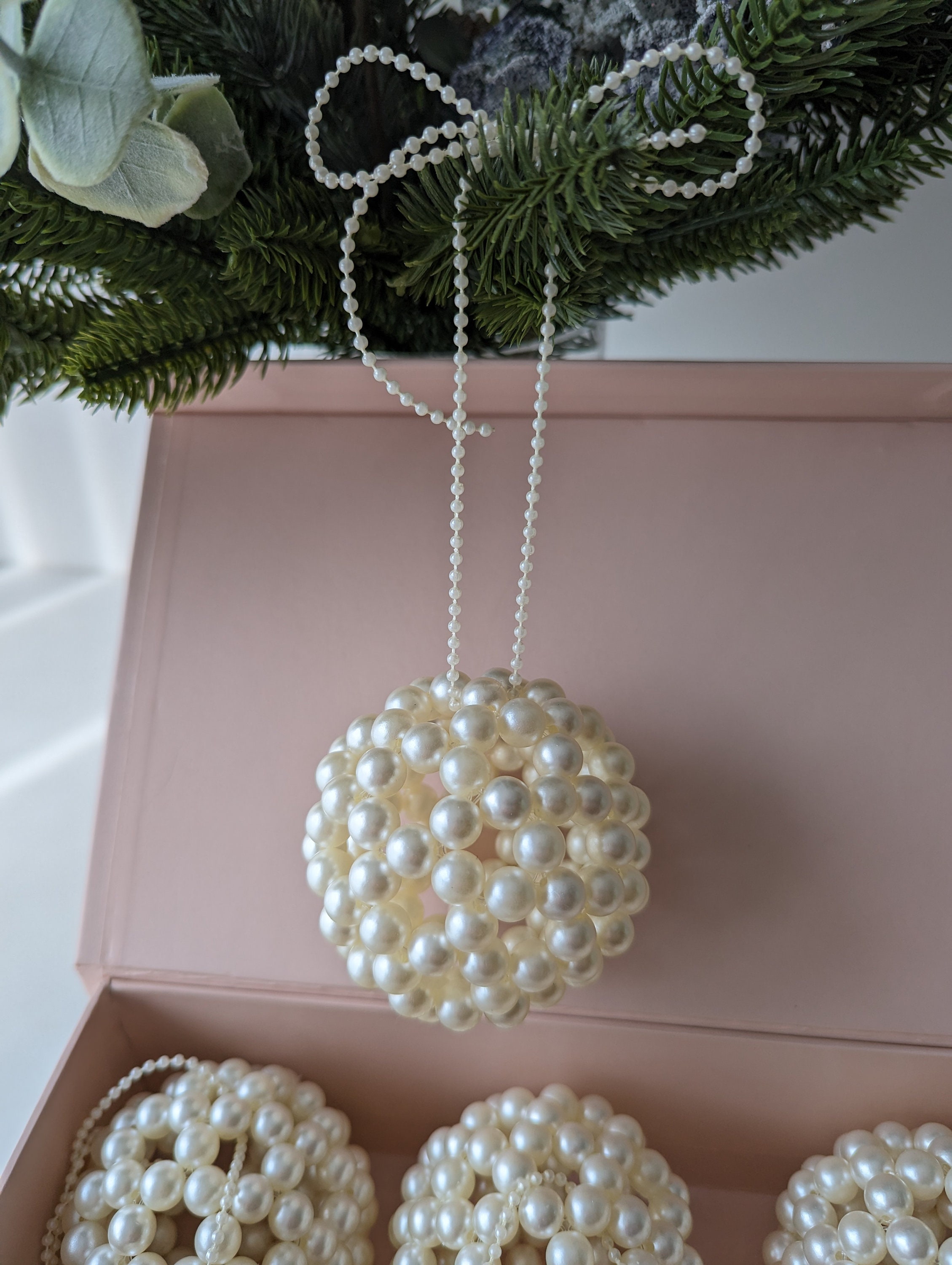 Pearl Christmas Ornaments , Modern Christmas Tree Ornament ,large White ...