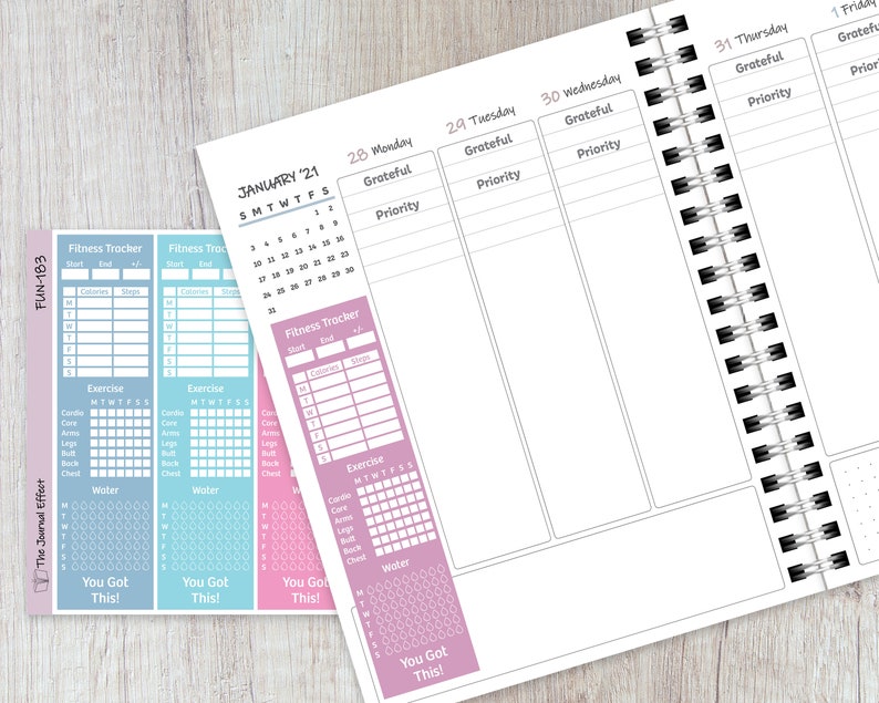 FITNESS TRACKER Sidebar Label Planner Stickers, Fun-183, Fun-184 - Etsy