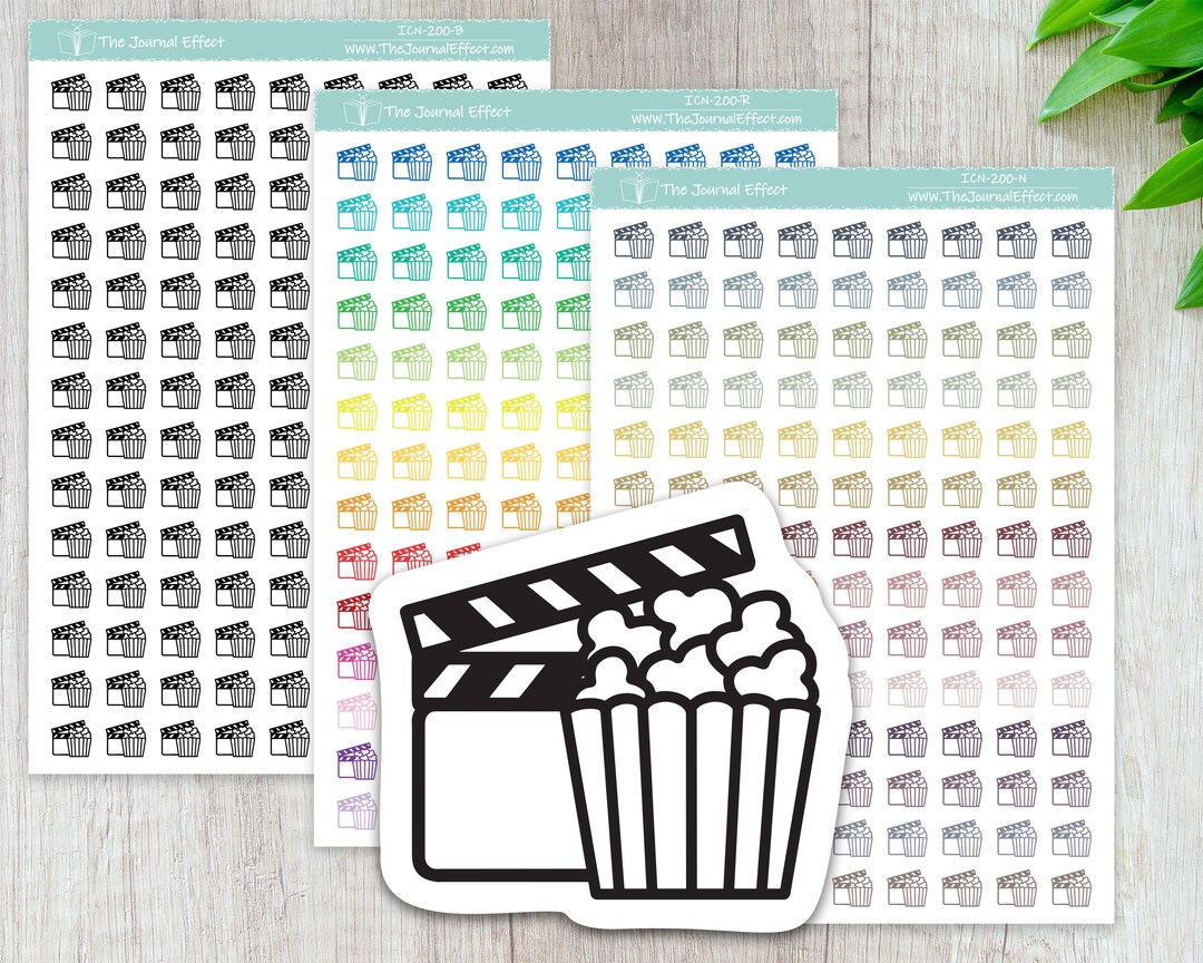 MOVIE NIGHT Mini Icon, Mini Icon, Label Planner Stickers, Bujo ...