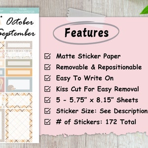FUNCTIONAL STICKER Variety Pack, Hello Autumn, Fall Planner Stickers ...